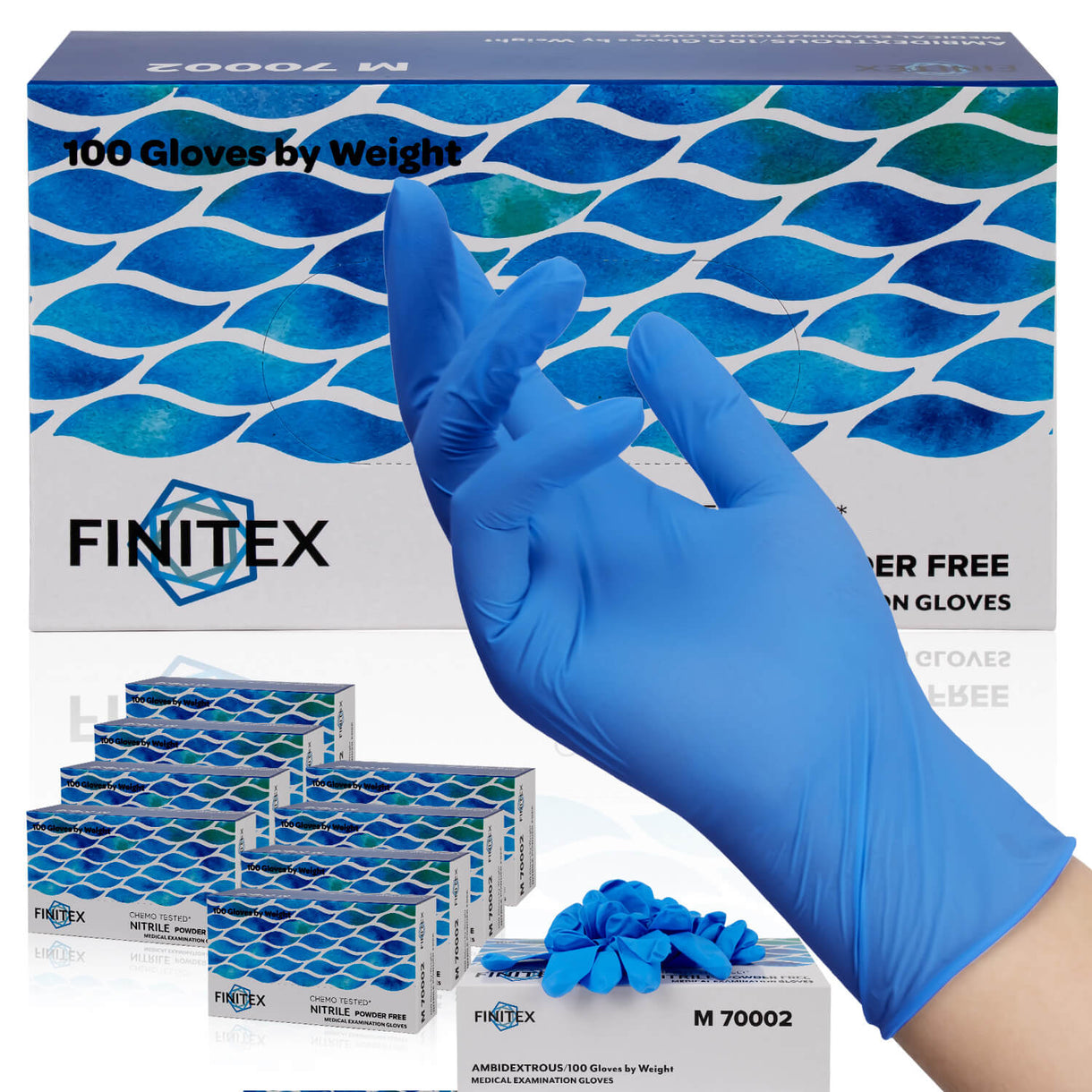FINITEX 4mil Blue Nitrile Exam Gloves, for Food, Dental, Hair Salon ...